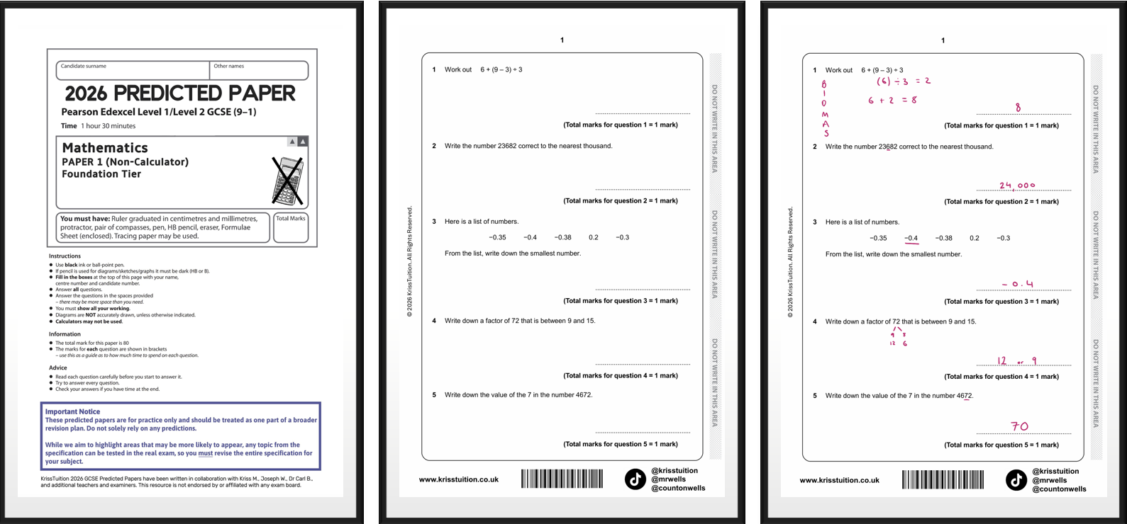 GCSE 2026 Predicted Maths Papers (AQA/EDEXCEL/OCR) (F/H) – krisstuition